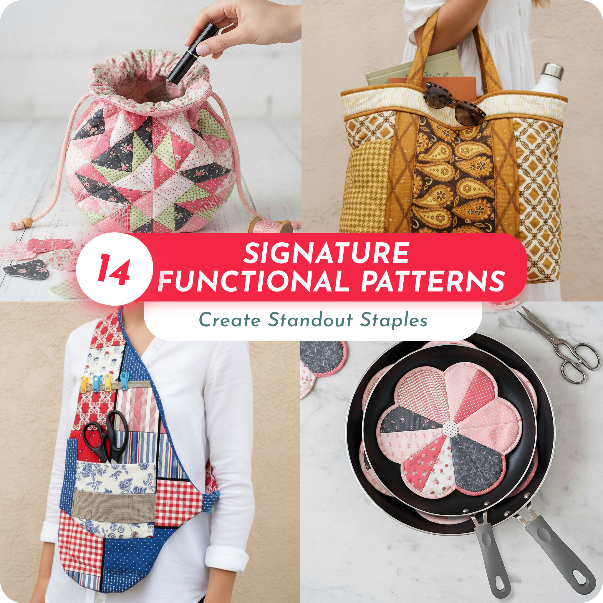 Mrs. Quilty Signature Functional Pattern Bundle of 14 patterns